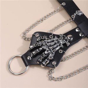 Other | Yertter Punk Grunge Gothic Black Pu Leather Skull Skeleton Hand ...